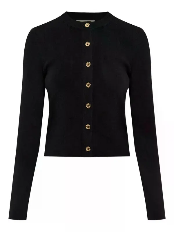 Michael Kors Ribbed Knit Cardigan With Gold-tone Buttons