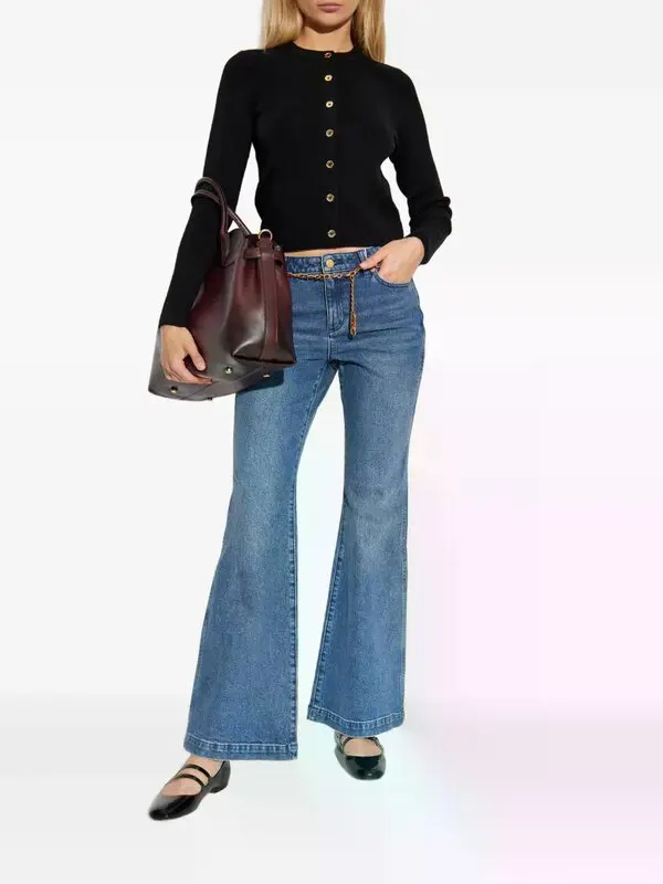 Michael Kors Ribbed Knit Cardigan With Gold-tone Buttons