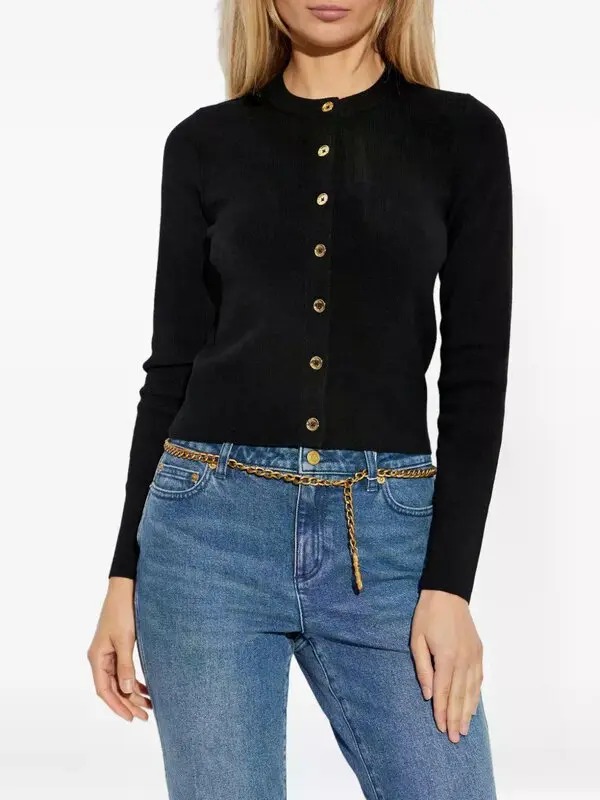 Michael Kors Ribbed Knit Cardigan With Gold-tone Buttons