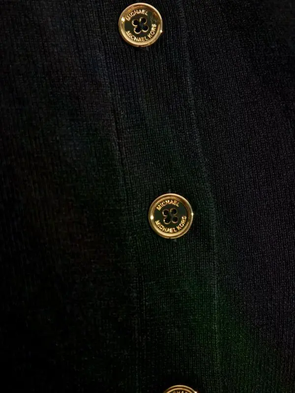 Michael Kors Ribbed Knit Cardigan With Gold-tone Buttons