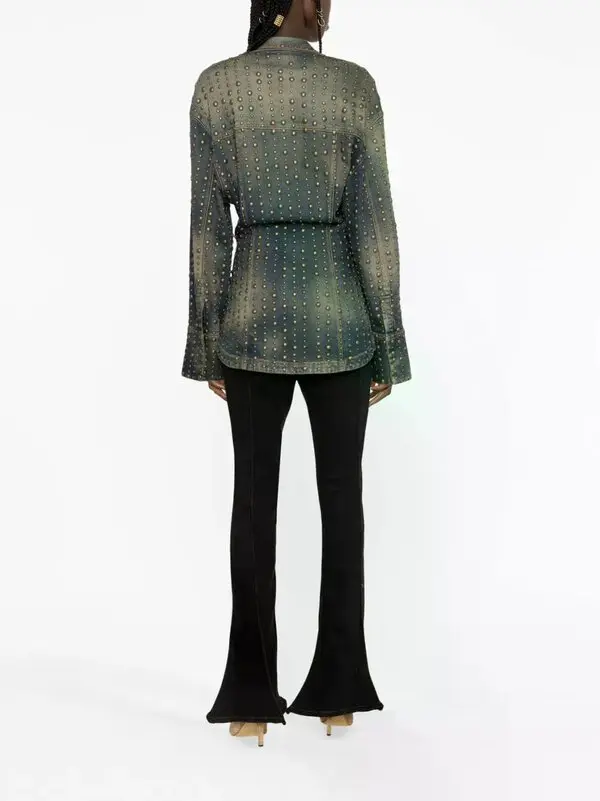 Blumarine Studded Old-washed Denim Jacket