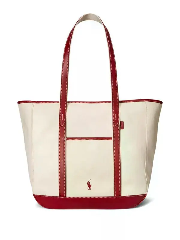 Polo Ralph Lauren Leather-trimmed Canvas Tote Bag - Neutrals