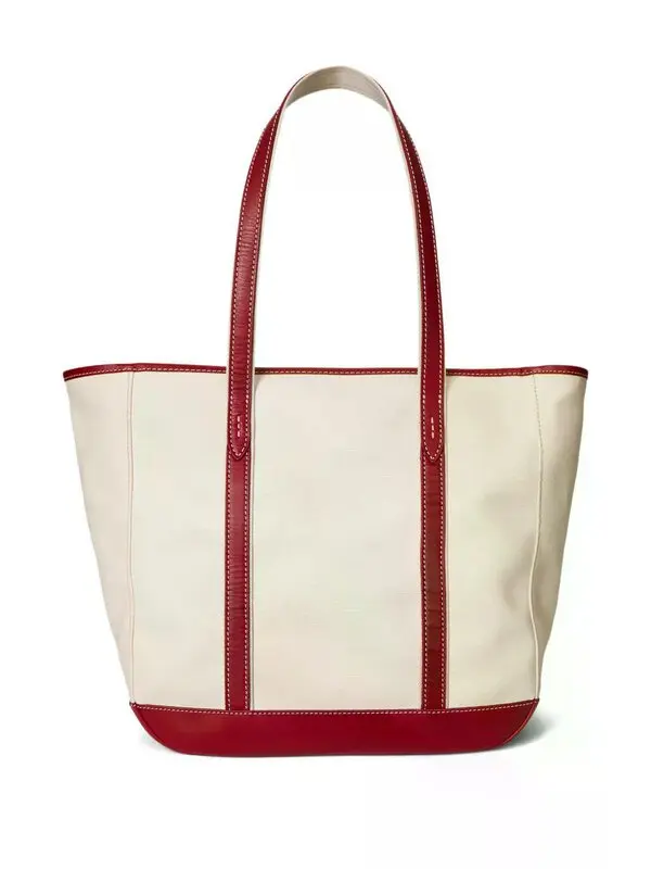 Polo Ralph Lauren Leather-trimmed Canvas Tote Bag - Neutrals