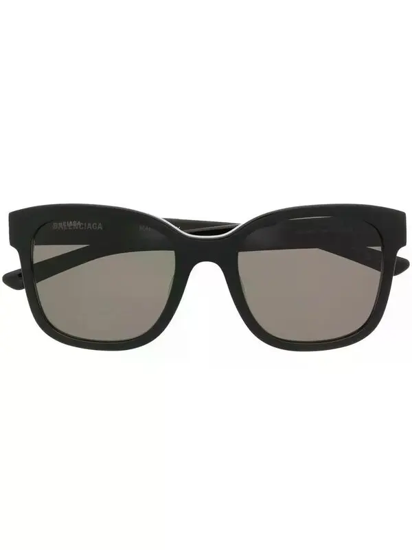 Balenciaga Logo-print Square-frame Sunglasses - Black
