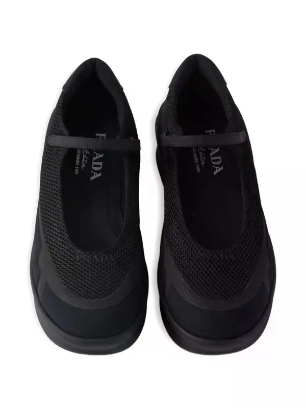 Prada Mesh Panelled Ballerina Flats - Black
