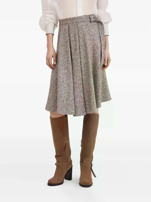 Brunello Cucinelli Belted Pleated Skirt