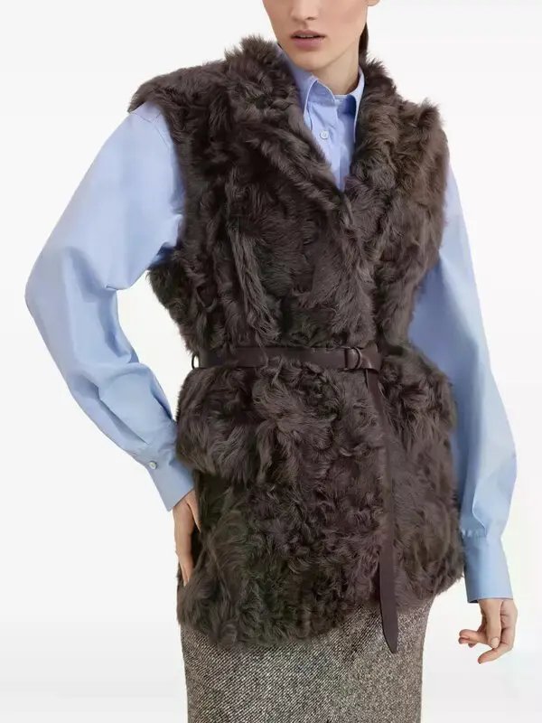 Brunello Cucinelli Shearling Belted Vest