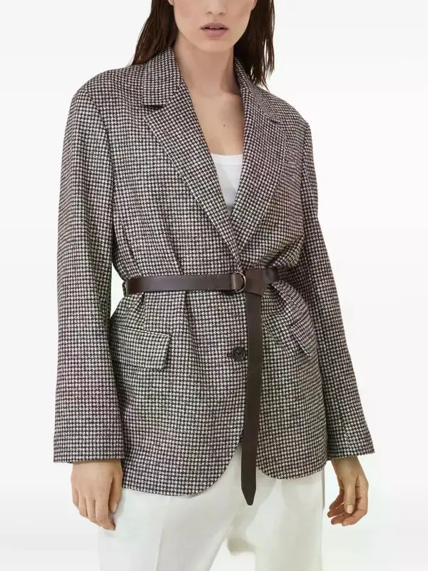 Brunello Cucinelli Houndstooth Belted Blazer