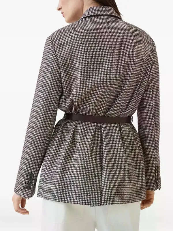 Brunello Cucinelli Houndstooth Belted Blazer