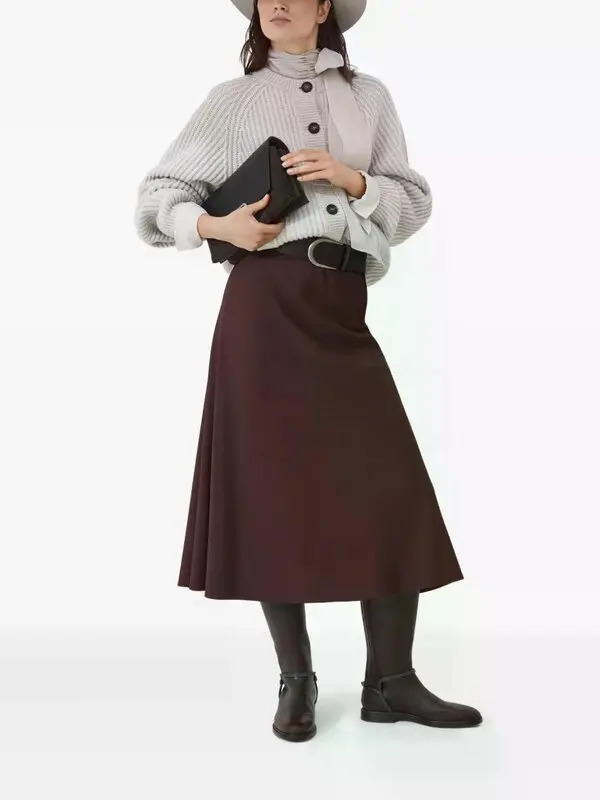 Brunello Cucinelli A-line Midi Skirt - Red