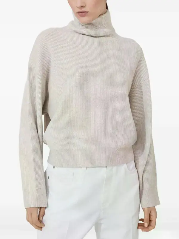 Brunello Cucinelli Ribbed Turtleneck Sweater - Neutrals