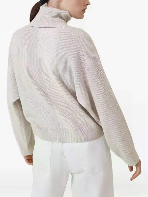 Brunello Cucinelli Ribbed Turtleneck Sweater - Neutrals