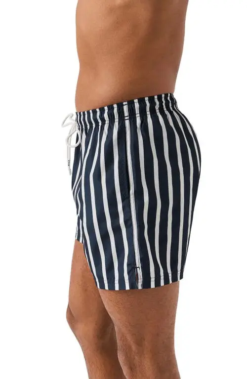 Eton Striped Swim Trunks - Navy