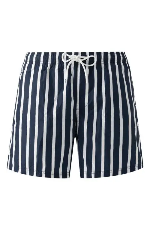 Eton Striped Swim Trunks - Navy