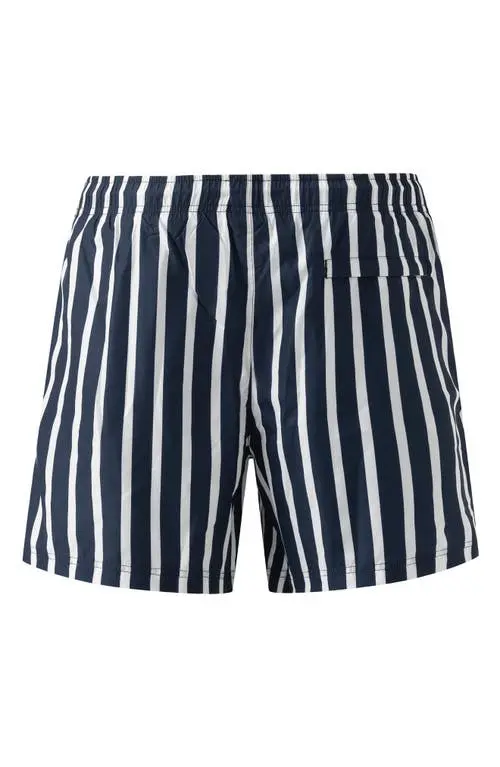 Eton Striped Swim Trunks - Navy