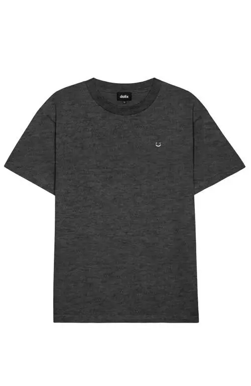 DALIX Lil Smile Heavy Weight Cotton Tee - Charcoal Htr