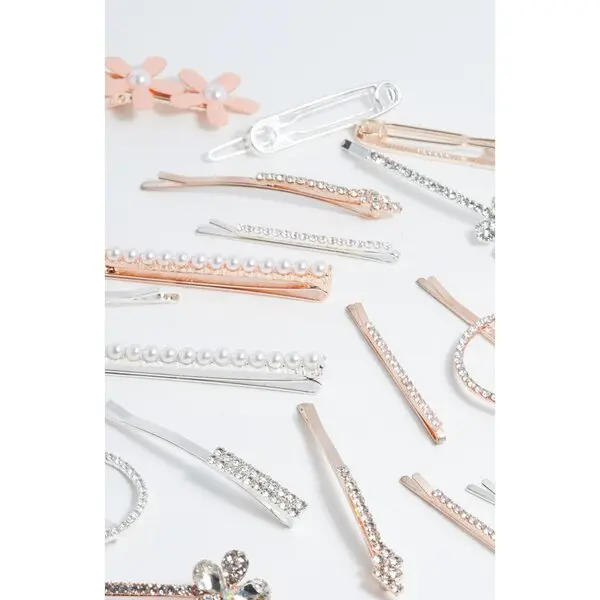 NUME Glam Sparkle 6-piece Hair Pin Bundle - Rose Gold And Silver