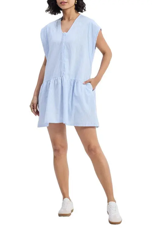 REISTOR Oversized V-neck Dress With Frayed Sleeves And Pockets