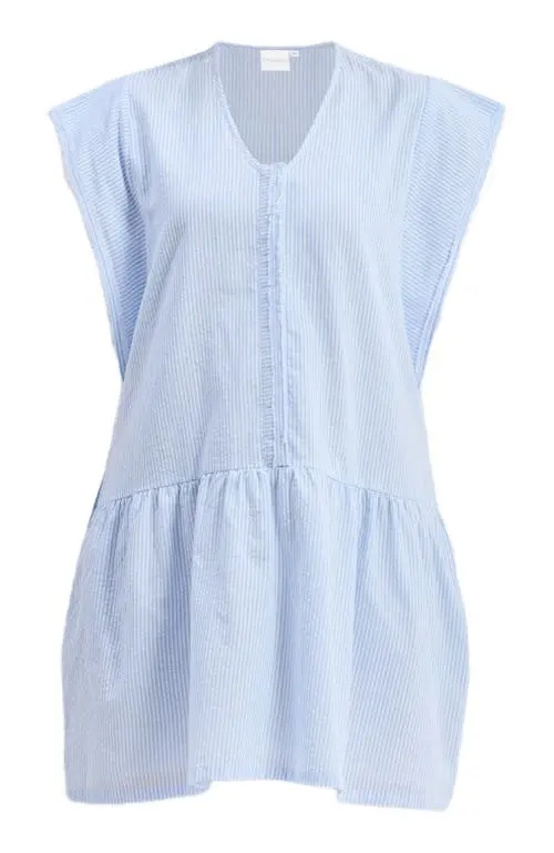 REISTOR Oversized V-neck Dress With Frayed Sleeves And Pockets