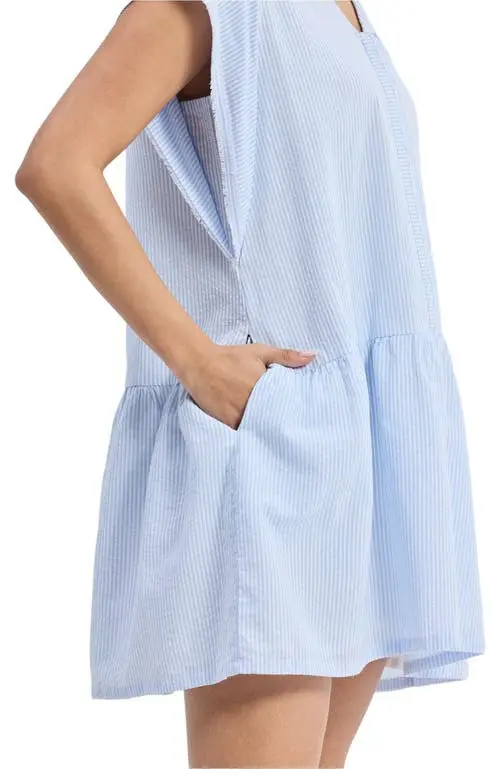 REISTOR Oversized V-neck Dress With Frayed Sleeves And Pockets