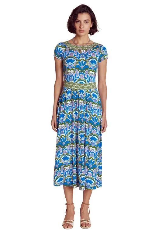 Boden Printed Jersey Midi Dress In Directoire Blue/ Freesia Stamp - 65% Off  | Editorialist