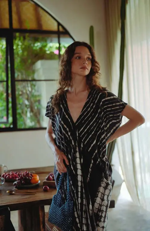 Pink Haley Madella Hand-dyed Kaftan Dress - Black