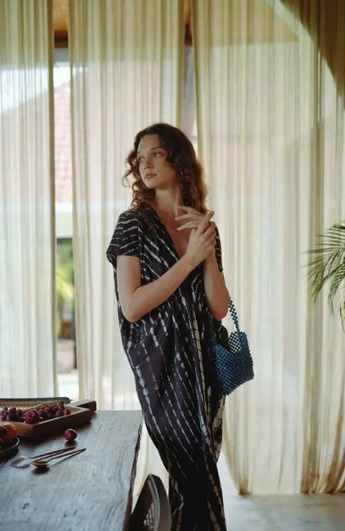 Pink Haley Madella Hand-dyed Kaftan Dress - Black
