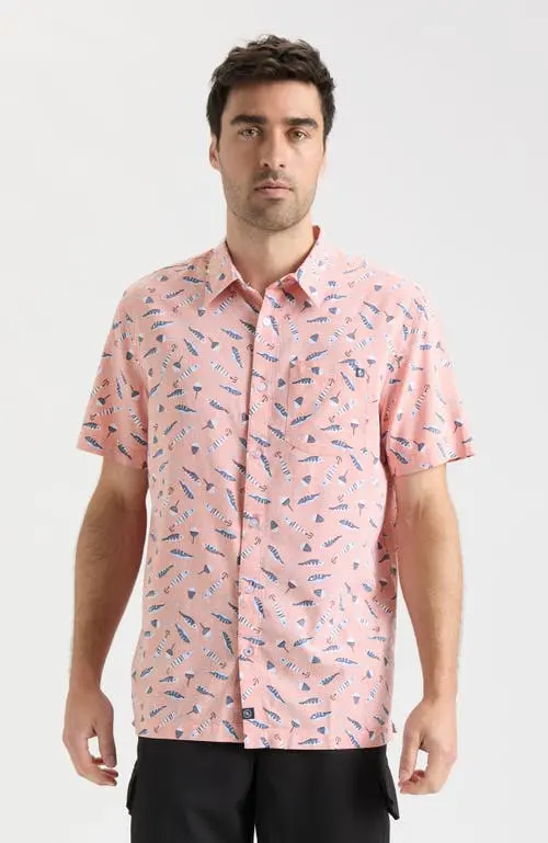 SALT LIFE Tempting Tackle Woven Short Sleeve Shirt - Grapefruit