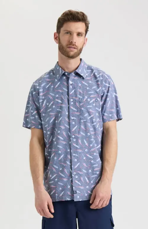 SALT LIFE Tempting Tackle Woven Short Sleeve Shirt - Navy