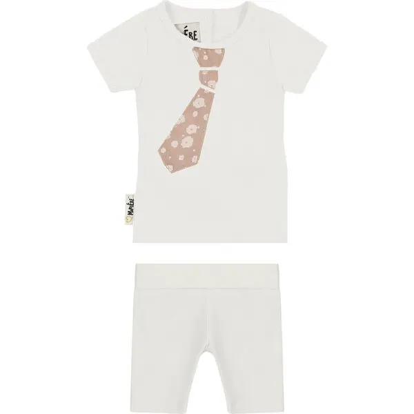 MANIÈRE Tie Short Sleeve T-shirt & Shorts Set - White