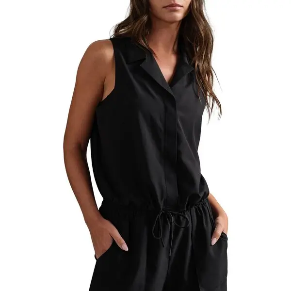 RHONE Mirage Sleeveless Button-up Shirt - Pure Black
