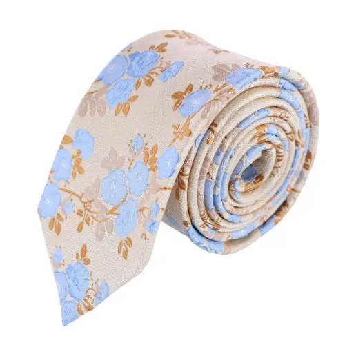 Trafalgar Florian Silk Novelty Necktie - Yellow And Light Blue