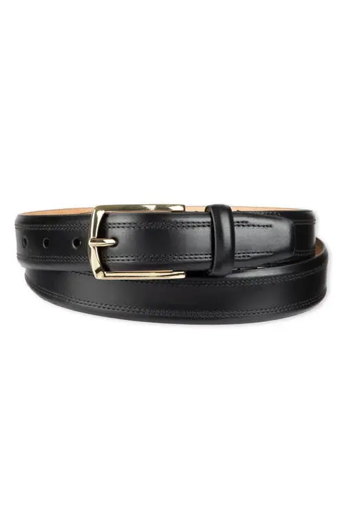 Cole Haan Leather Belt With Stitch Detail - Black