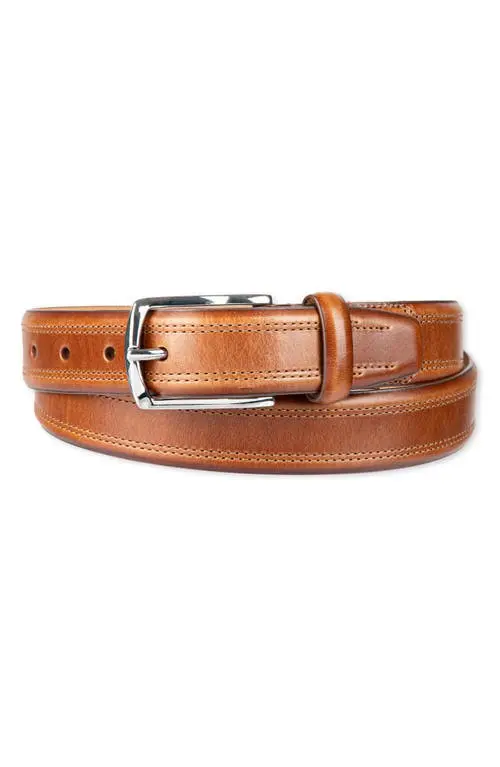 Cole Haan Leather Belt With Stitch Detail - British Tan