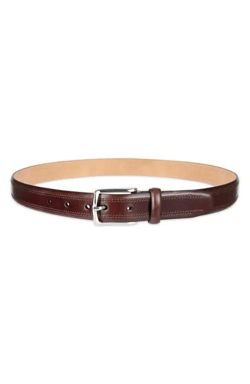 Cole Haan Leather Belt With Stitch Detail - Chocolate