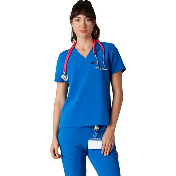 MEMBERS ONLY Bari 1-pocket Scrub Top - Royal Blue