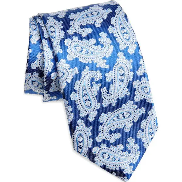 David Donahue Paisley Silk Neck Tie - Blue