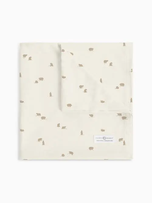 COLORED ORGANICS Organic Swaddle Blanket - Bears/truffle + Thyme