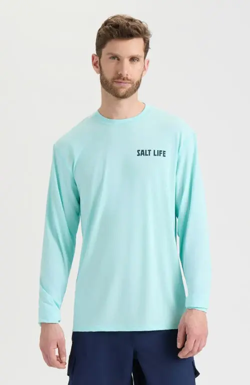 SALT LIFE Live Above Or Below Long Sleeve Performance Tee - Light Aruba Heather