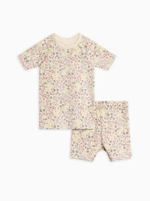 COLORED ORGANICS Organic Cotton 2-piece Short Sleeve Jammie Set - Giada Floral / Lilla