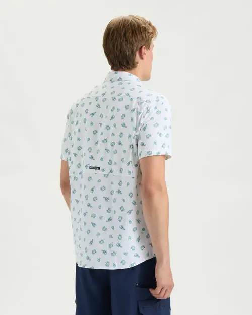 SALT LIFE Crustacean Life Woven Short Sleeve Shirt - White