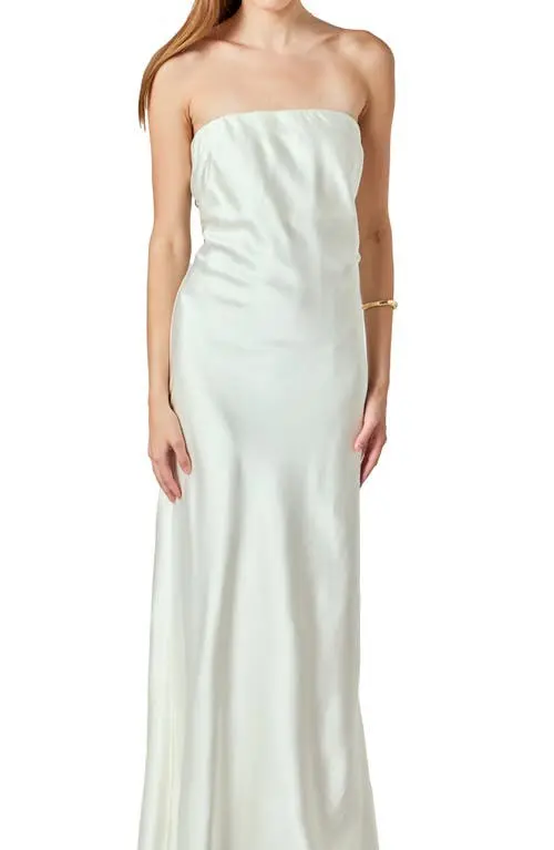 Endless Rose Strapless Satin Maxi Dress
