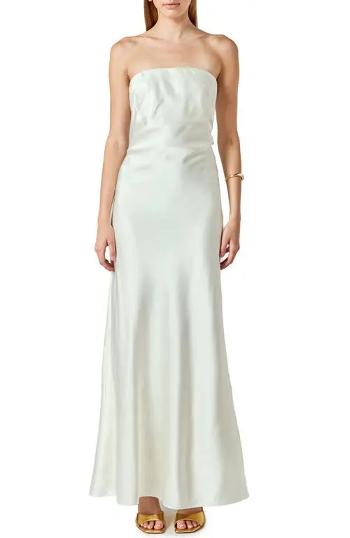 Endless Rose Strapless Satin Maxi Dress - Ivory