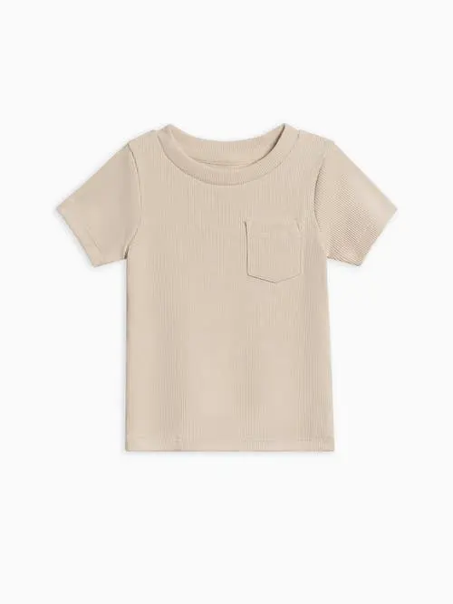 COLORED ORGANICS Lou Ribbed Short Sleeve Pocket Tee - Oat