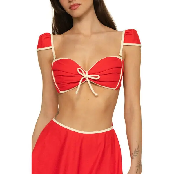 MONTCE Cabana Cap Sleeve Bikini Top - Cherry Cream