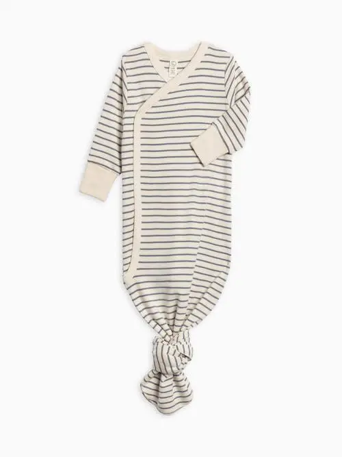 COLORED ORGANICS Organic Indy Kimono Gown - Summit Stripe/denim