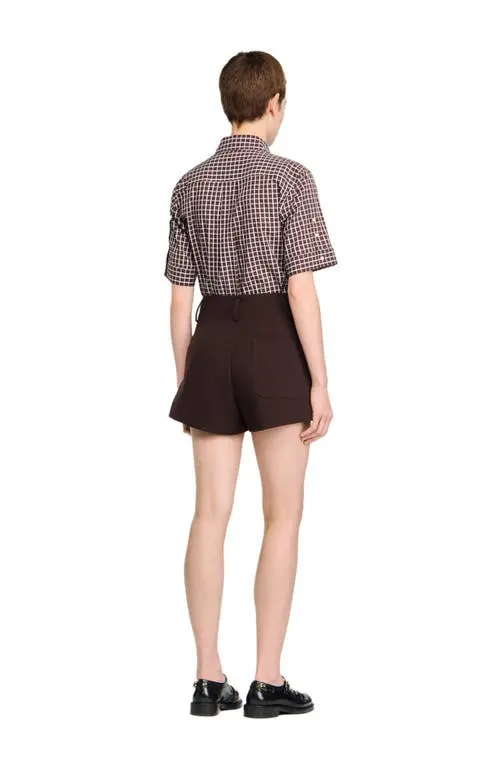 Sandro Buttoned Carpenter High-waisted Shorts