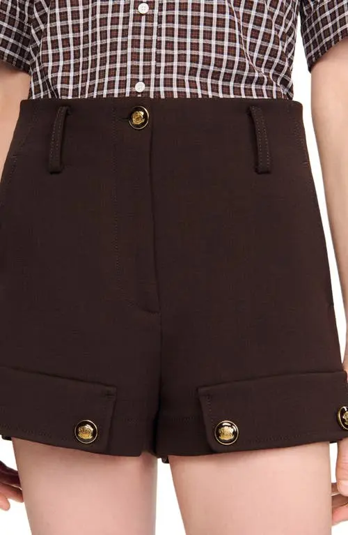 Sandro Buttoned Carpenter High-waisted Shorts