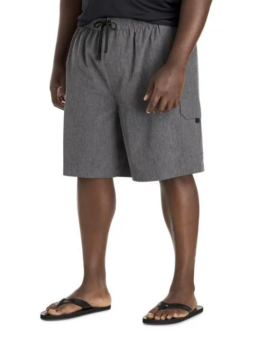 HARBOR BAY BY DXL Big & Tall Cargo Stretch Swim Trunks - Grey Heather