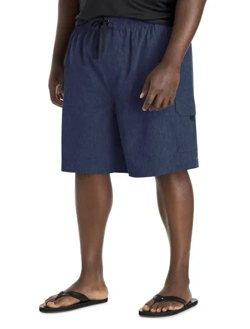 HARBOR BAY BY DXL Big & Tall Cargo Stretch Swim Trunks - Navy Heather
